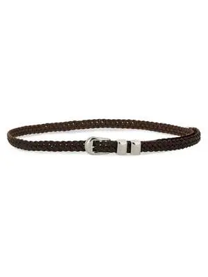 WOBURN WALK Wing Tip Braided Leather Belt - Brown