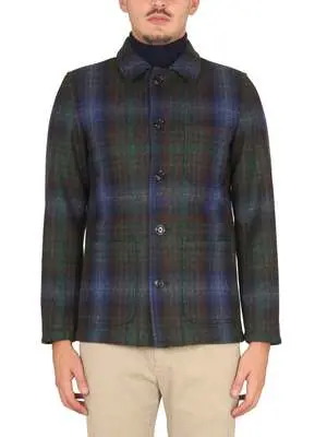 Aspesi Tadao Plaid Wool Jacket - Blue
