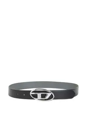 DIESEL® Reversible Oval D-shaped Buckle Leather Belt - Black