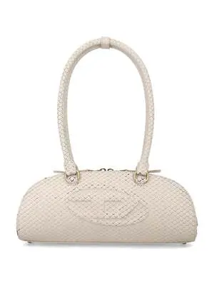 DIESEL® Elongated Dome Bowling Handbag 32 Cm - White