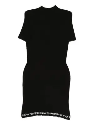 Alexander Wang Ribbed Short-sleeve Knit Dress - Black
