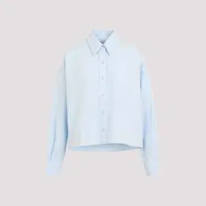 THE FRANKIE SHOP Arlen Organic Cotton Boxy Shirt - Blue