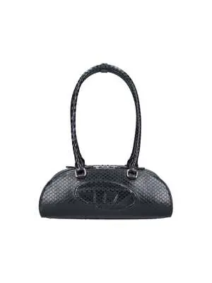 DIESEL® Snake-embossed Dome Shoulder Bag - Black