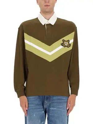 Hugo Long Sleeve Rugby Shirt With Crest Applique