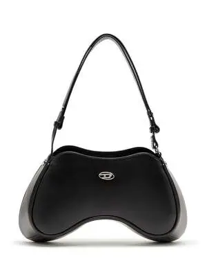 DIESEL® Smooth Semi-gloss Leather Shoulder Handbag - Nero