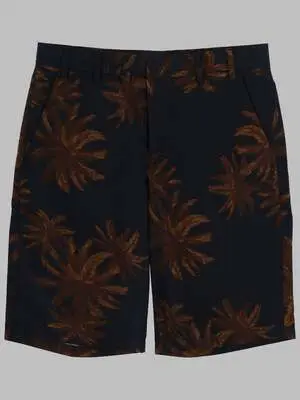 Vince Classic Cotton Shorts With Palm Print - Black