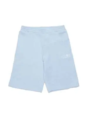 MAISON MARGIELA Light Cotton Logo Detail Shorts - Blue