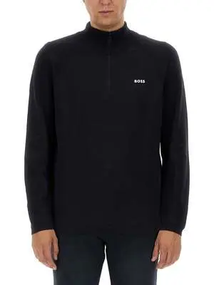 BOSS Logo Quarter-zip Sweatshirt - Blue