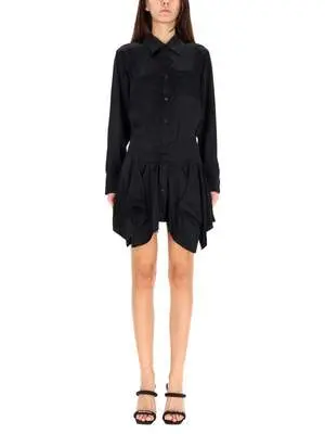 Alexander Wang Silk Charmeuse Double Shirtdress - Black