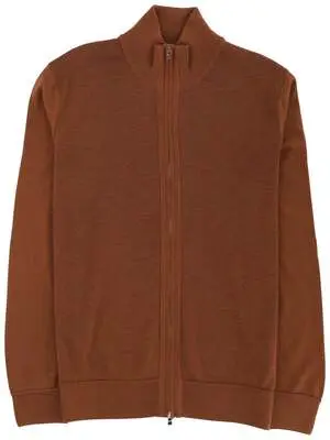 BOSS Virgin Wool Zip-up Sweater - Brown