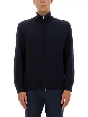 BOSS Zip Detail Virgin Wool Shirt - Blue