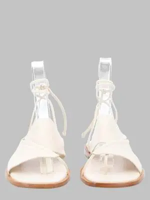 Hereu Asymmetrical Lambskin Lace-up Sandals - Beige