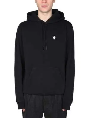 MARCELO BURLON COUNTY OF MILAN Logo-print Cotton Drawstring Hoodie - Black