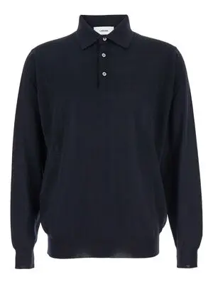 LARDINI Long Sleeve Wool Polo Shirt For - Blue