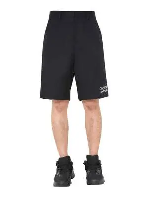 MARCELO BURLON COUNTY OF MILAN Cotton Twill Bermuda Shorts With Embroidered Logo - Black