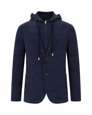 Eleventy ELEVENTY Hooded Blazer Jacket With Notched Lapels Blu