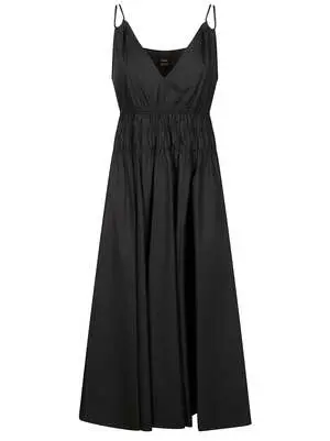 Pinko Shirred V-neck Dress - Nero