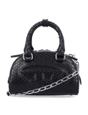 DIESEL® Mini Dome Handbag With Textured Leather - Black