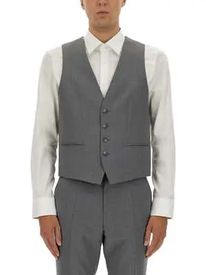 BOSS Slim Fit Wool Vest - Grey