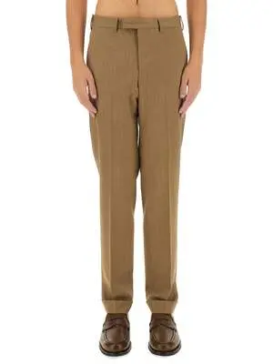 PT TORINO Straight Leg Tailored Wool Blend Trousers - Beige