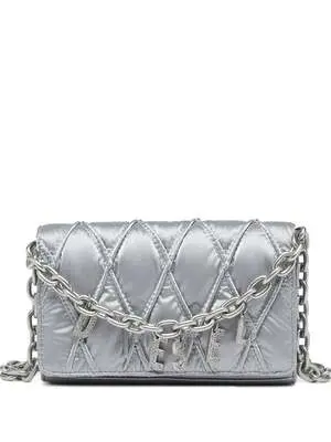 DIESEL® Mini Gusseted Wallet With Metal Logo And Chain Strap - Silver