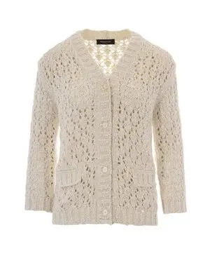 Fabiana Filippi V-neck Button-front Cardigan With Pockets - Burro/fango