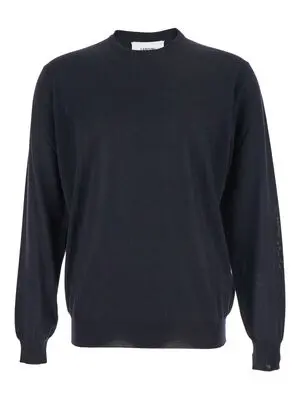 LARDINI Classic Virgin Wool Crewneck Sweater - Blue