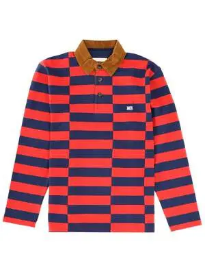 WALES BONNER Striped Long-sleeve Polo Shirt - Multicolour