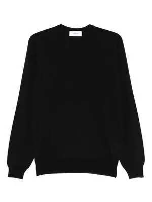 LARDINI Crew Neck Virgin Wool Sweater - Black