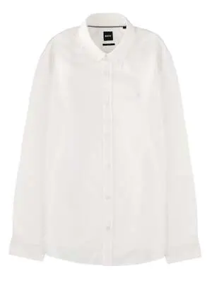 BOSS Long-sleeve Silk Blend Button-up Shirt - White