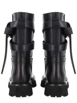 Moschino Leather Tie-me Boot - Black