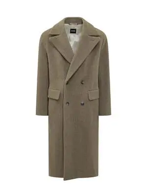 BOSS Double-breasted Wool Blend Jacket With Houndstooth Pattern