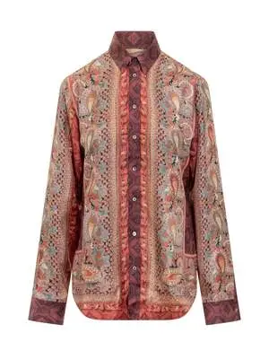 PIERRE-LOUIS MASCIA Printed Silk Shirt - Rosso