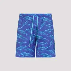 Vilebrequin Ultralight And Foldable Men`s Swim Shorts With Print - Blue