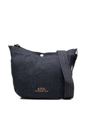 A.p.c. Embroidered Logo Cotton Shoulder Bag - Blu