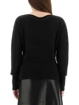 TOM FORD TOM FORD Long Sleeve Boat Neck Knit With Metal Plaque Black