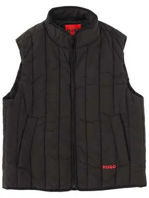 Hugo Quilted Vest With Stand Collar - Black