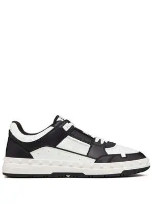 Valentino Garavani And White Leather Sneakers - Black