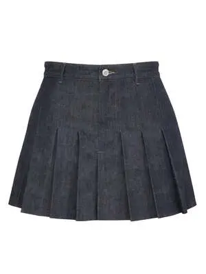 A.p.c. Pleated Denim Mini Skirt - Blue