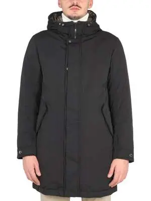 MOORER High Neck Hooded Zip-up Jacket