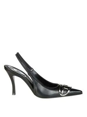 DIESEL® D-venus Sb Woman: Slingback Pumps In Nappa Leather, D Logo - Nero