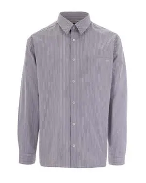A.p.c. Striped Button-up Shirt With Chest Pocket - Light Grey