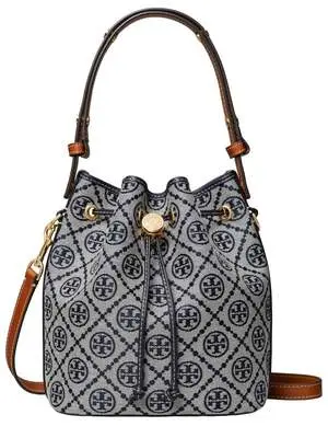 Tory Burch Tory Burch Jacquard Drawstring Bucket Bag Blue