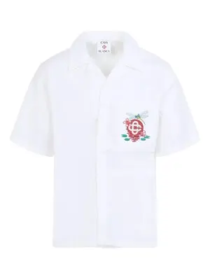 Casablanca Dragonfly Print Cotton Short Sleeve Shirt For - Dragonflyf