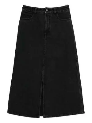 A.p.c. Mid-rise A-line Long Skirt With Front Slit - Black