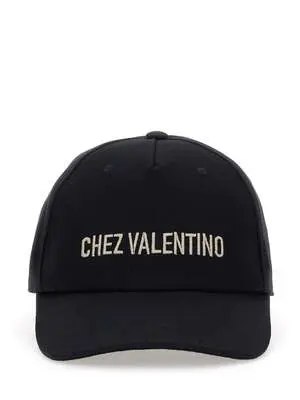 Valentino Garavani Cotton Baseball Cap With Embroidery - Black