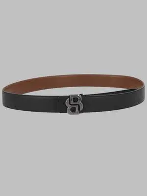 BOSS Leather Belt With Logo Buckle - Black