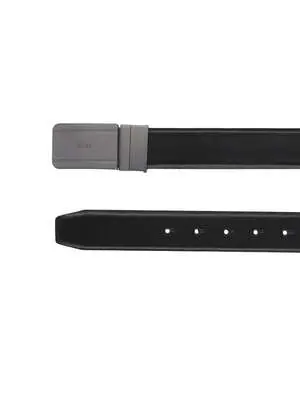 BOSS Leather Belt With Logo Buckle - Black