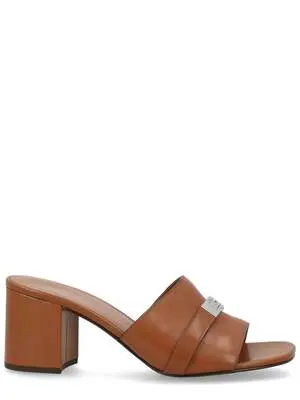 Tory Burch Leelee Heeled Mule In Calf Leather - Brown
