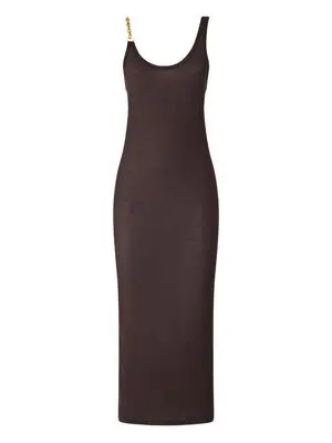 Pinko Sleeveless Chain Strap Scoop Neck Midi Dress